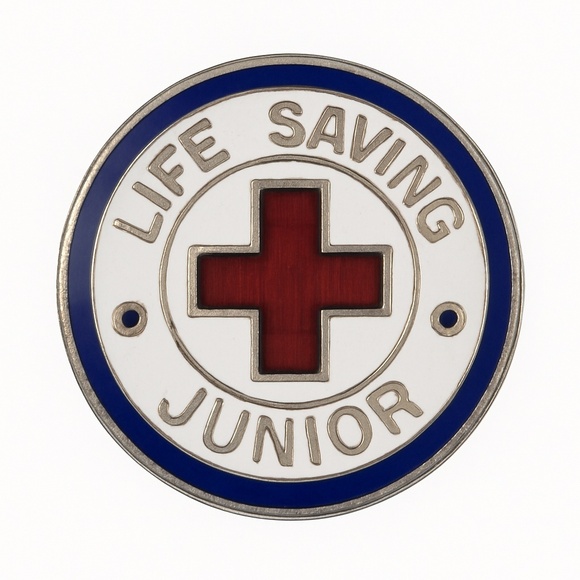 Accessories | Vintage Junior Life Saving Red Cross Pin Badge Blue White ...